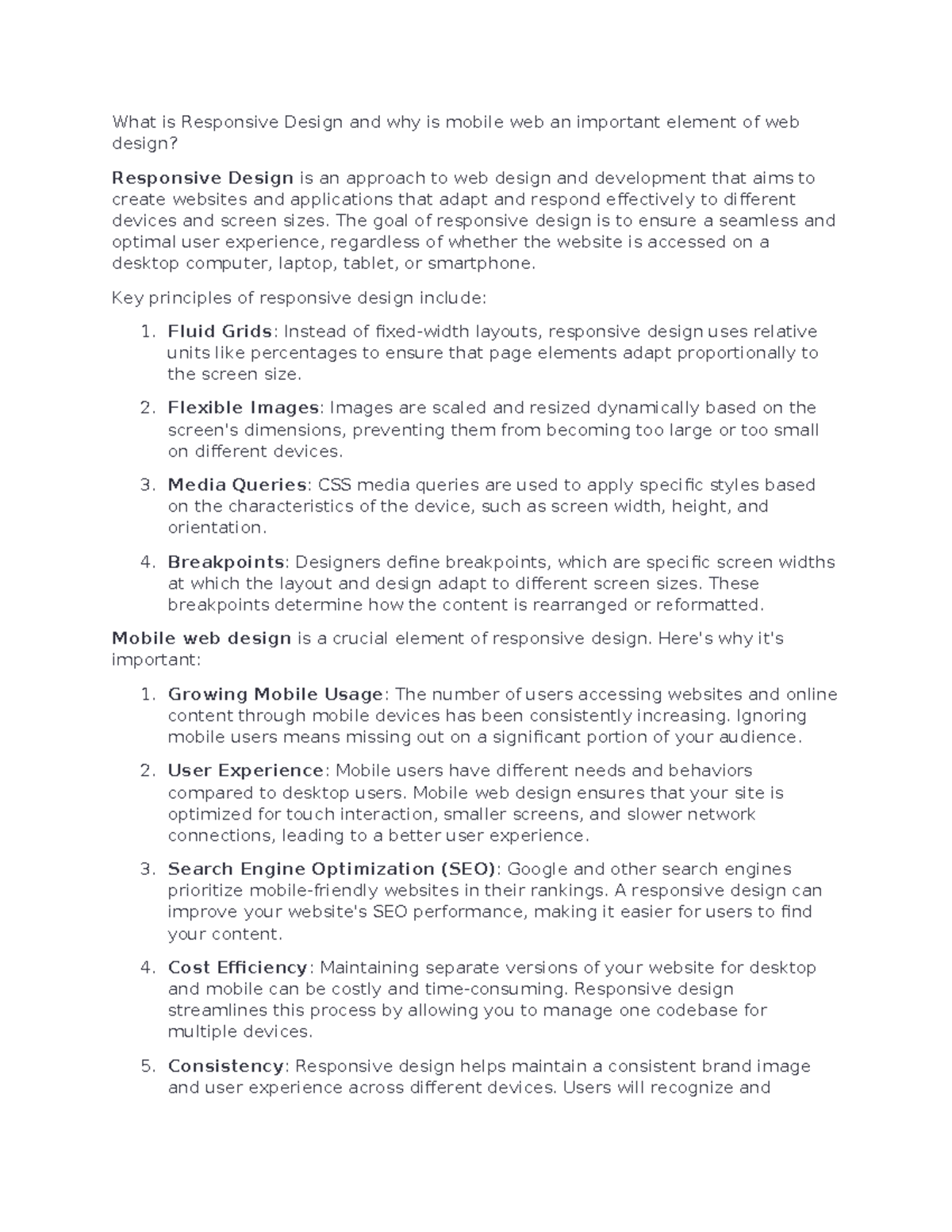 Unit 8 All Lecture Notes For Said Unit What Is Responsive Design And Why Is Mobile Web An