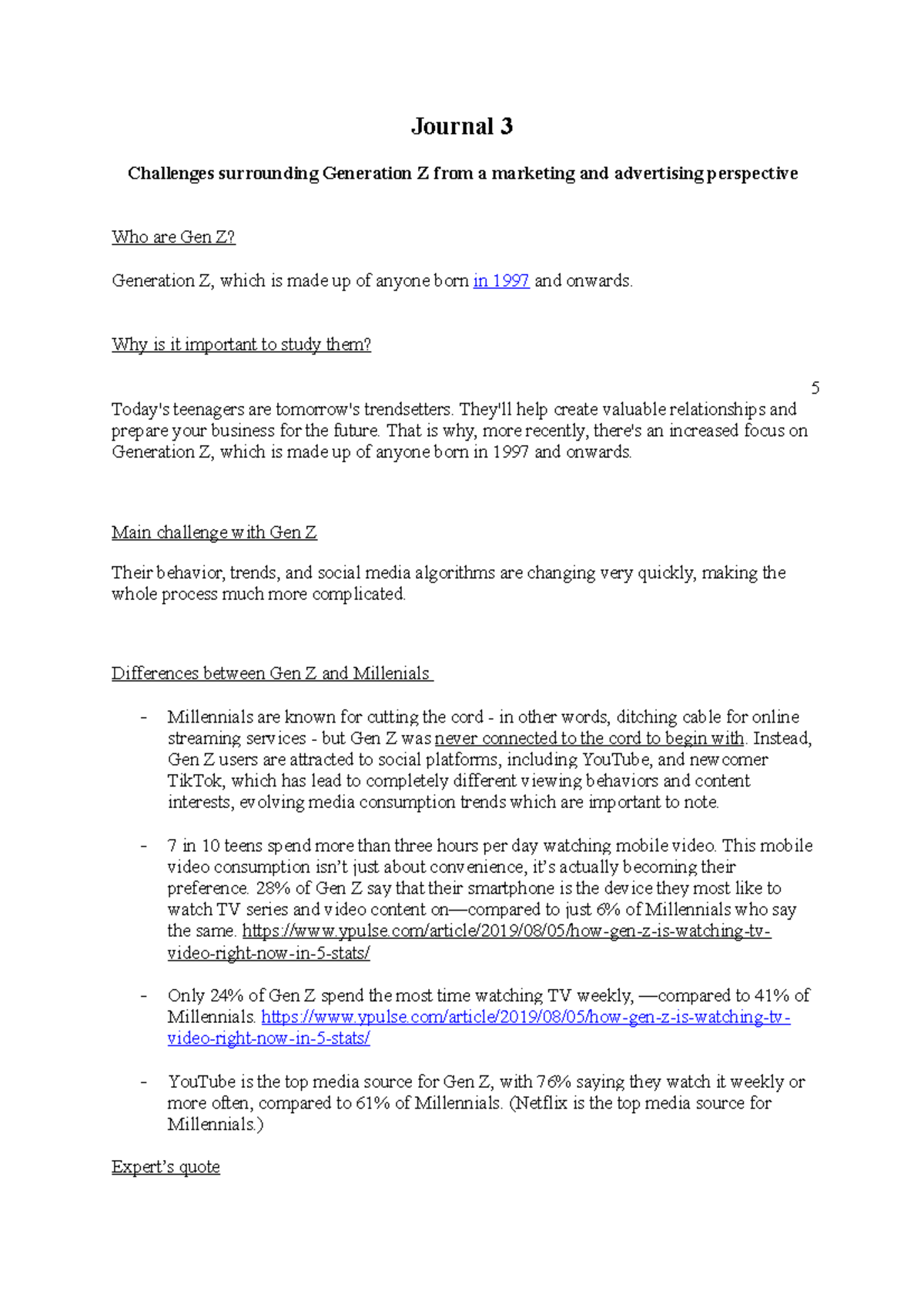 Journal 3 current issues - Journal 3 Challenges surrounding Generation ...