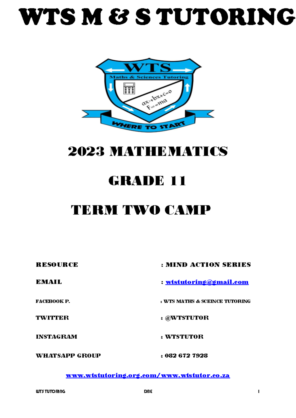 2023 WTS 11 Maths T02 CAMP - Math2020 - 2023 MATHEMATICS GRADE 11 TERM ...