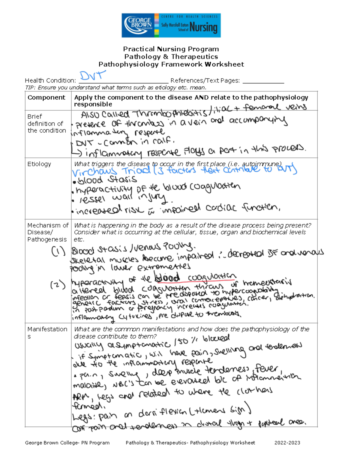 DVT - Patho notes - Practical Nursing Program Pathology & Therapeutics ...