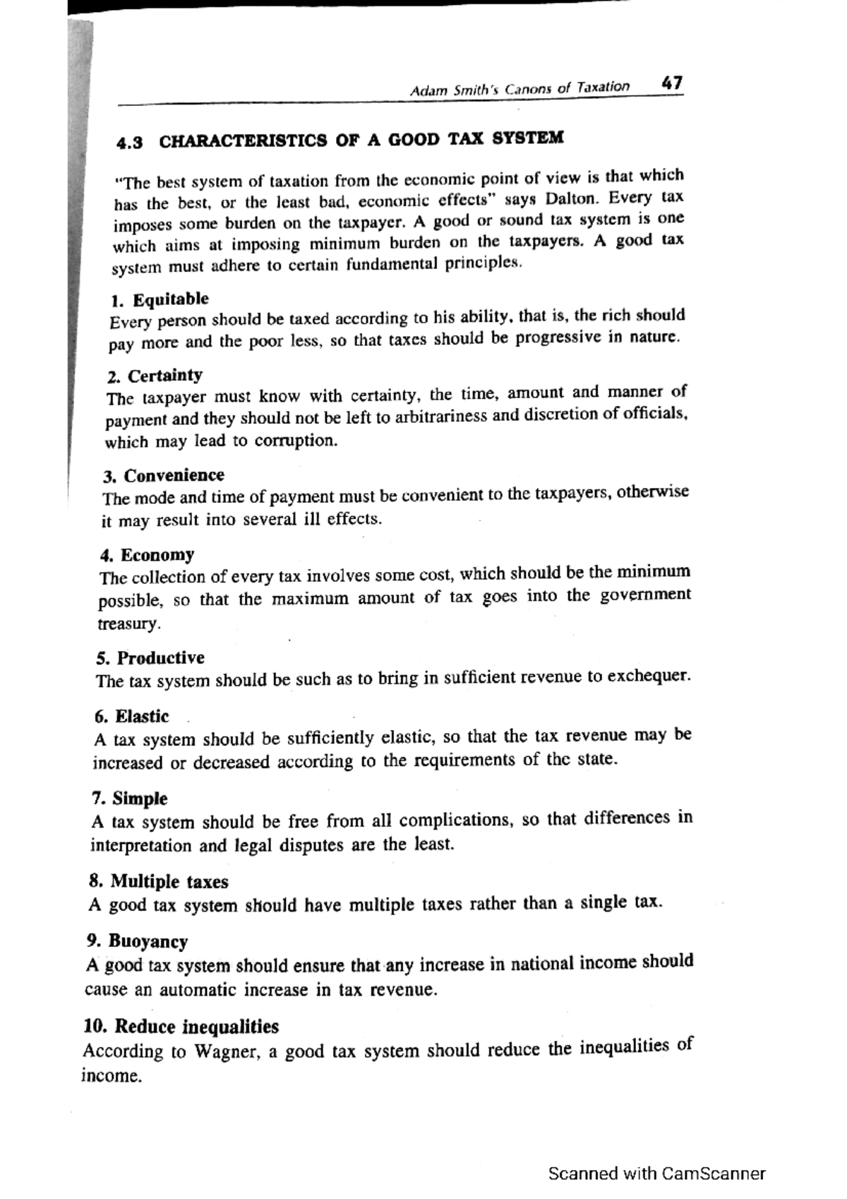 Characteristics of a good tax system - Indian Economic Policy I - Studocu