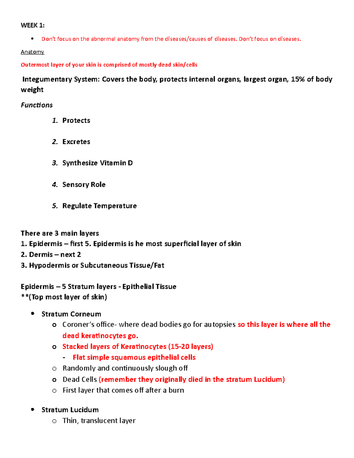 Week 1 Anatomy - WEEK 1: Don’t focus on the abnormal anatomy from the ...