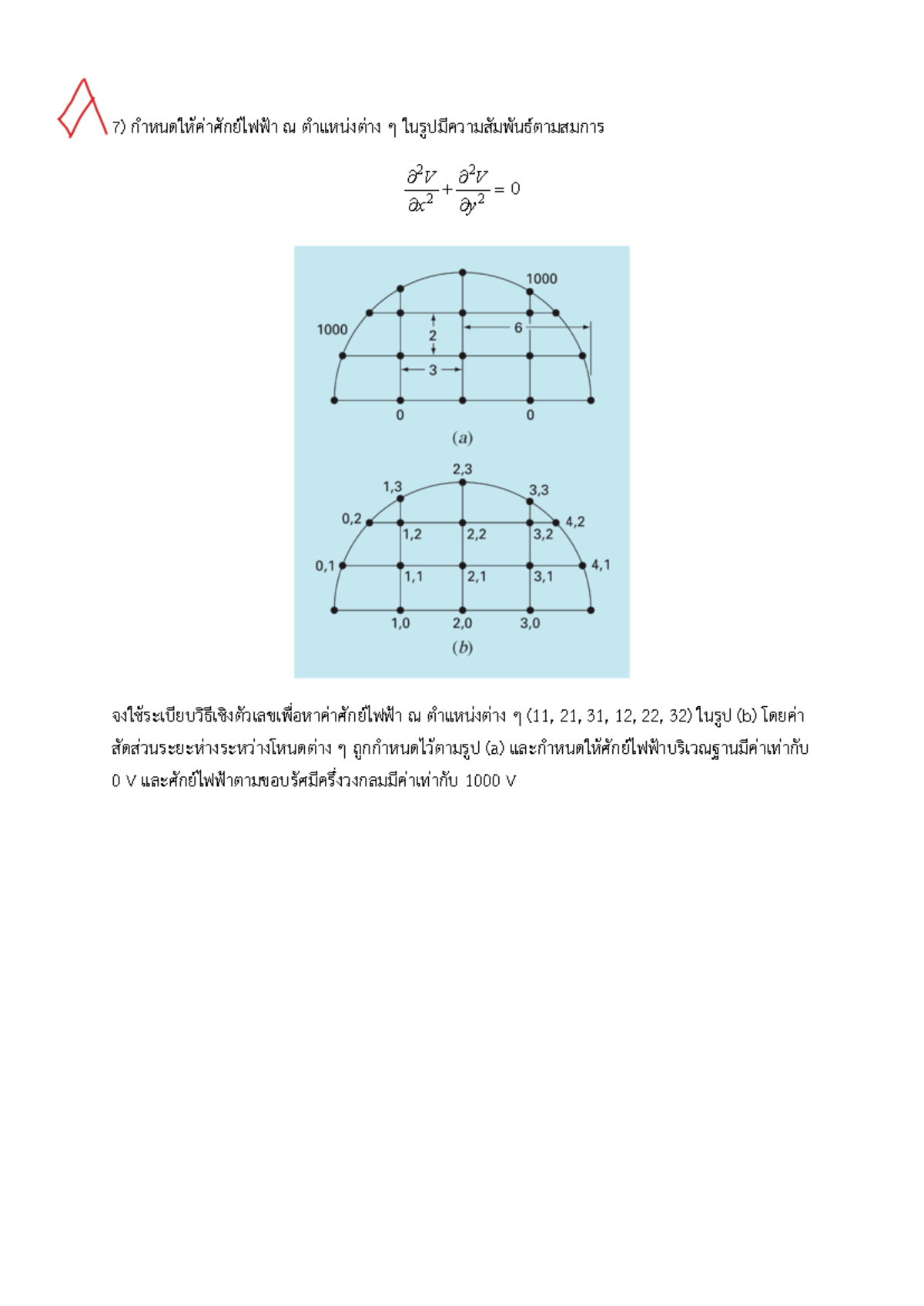 Pde - Mathematics - 7) กําĀนดใĀ ค าýักย ไฟฟ า ณ ตําแĀน งต าง ๆ ในรูปมีค ...