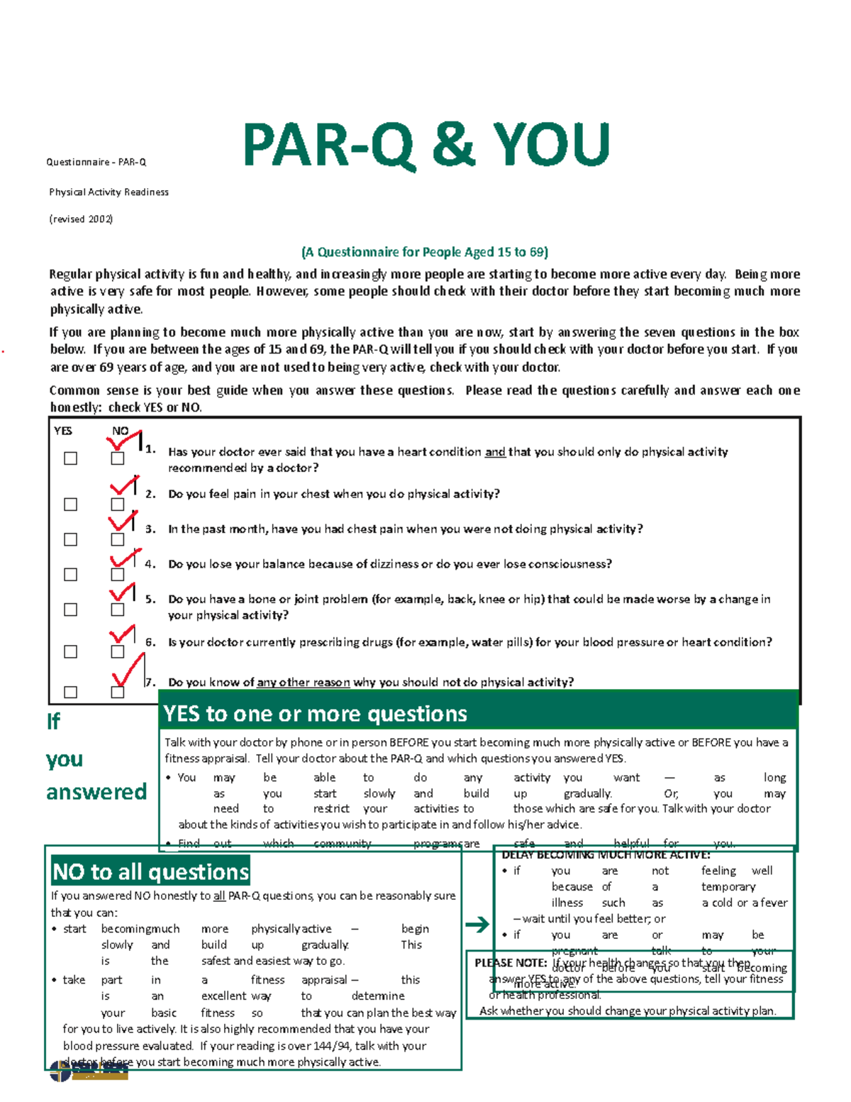 Par-Q - ada - Questionnaire - PAR-Q PAR-Q & YOU Physical Activity ...