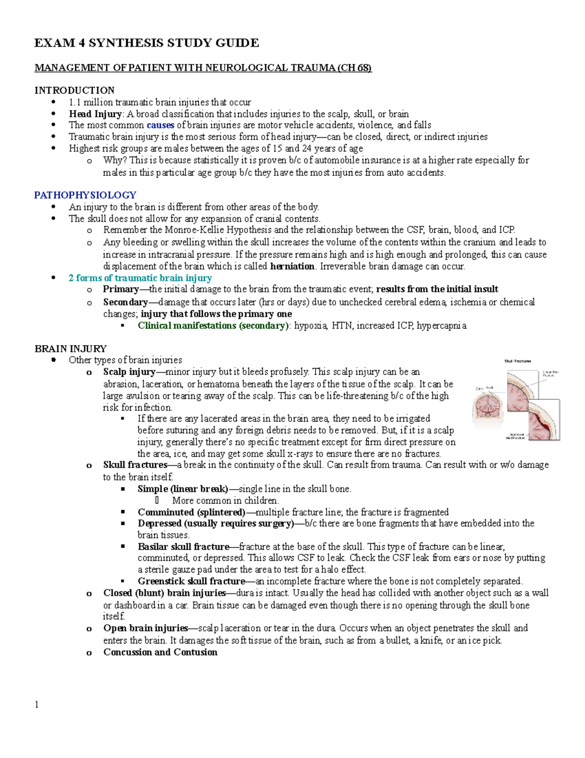 EXAM 4 Study Guide - synthesis of nursing care - EXAM 4 SYNTHESIS STUDY ...