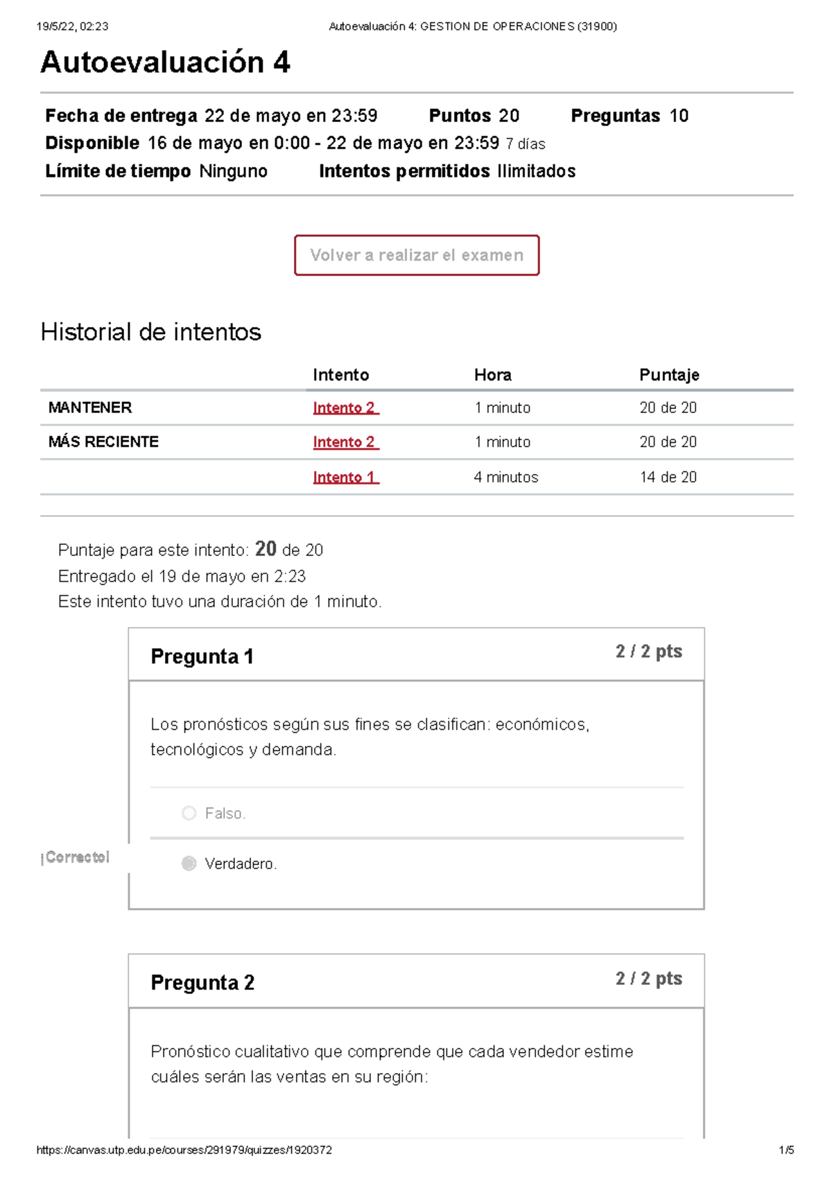 Autoevaluación 4 Gestion DE Operaciones (31900) - Autoevaluación 4 Fecha de entrega 22 de mayo ...