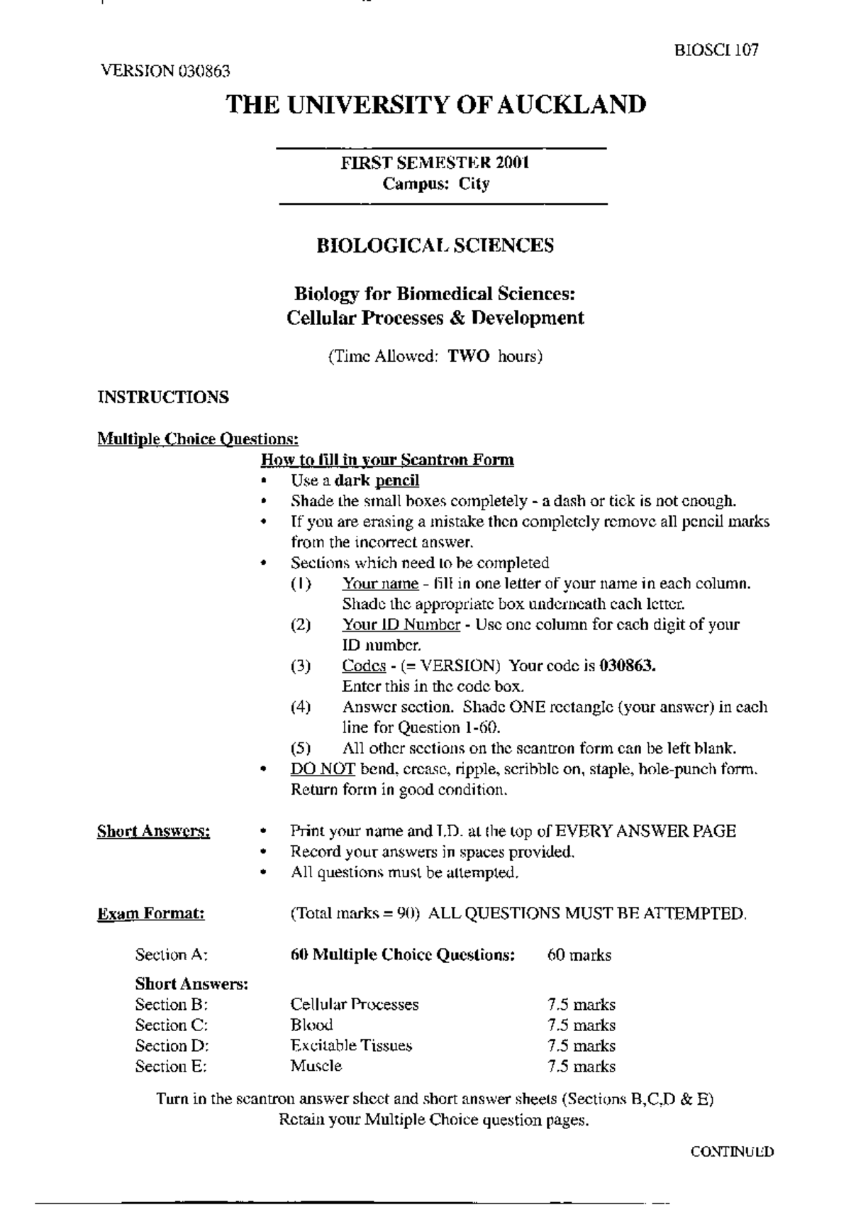 Exam January 2011, questions - Biology for Biomedical Science - Studocu