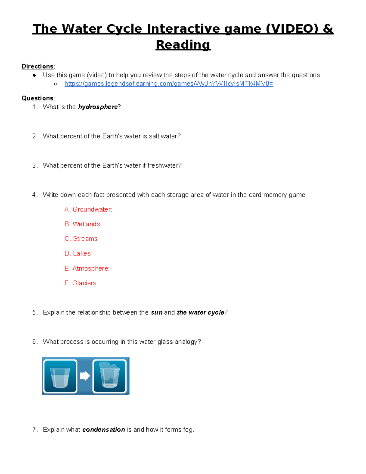 The Water Cycle Web Game - The Water Cycle Interactive game (VIDEO ...