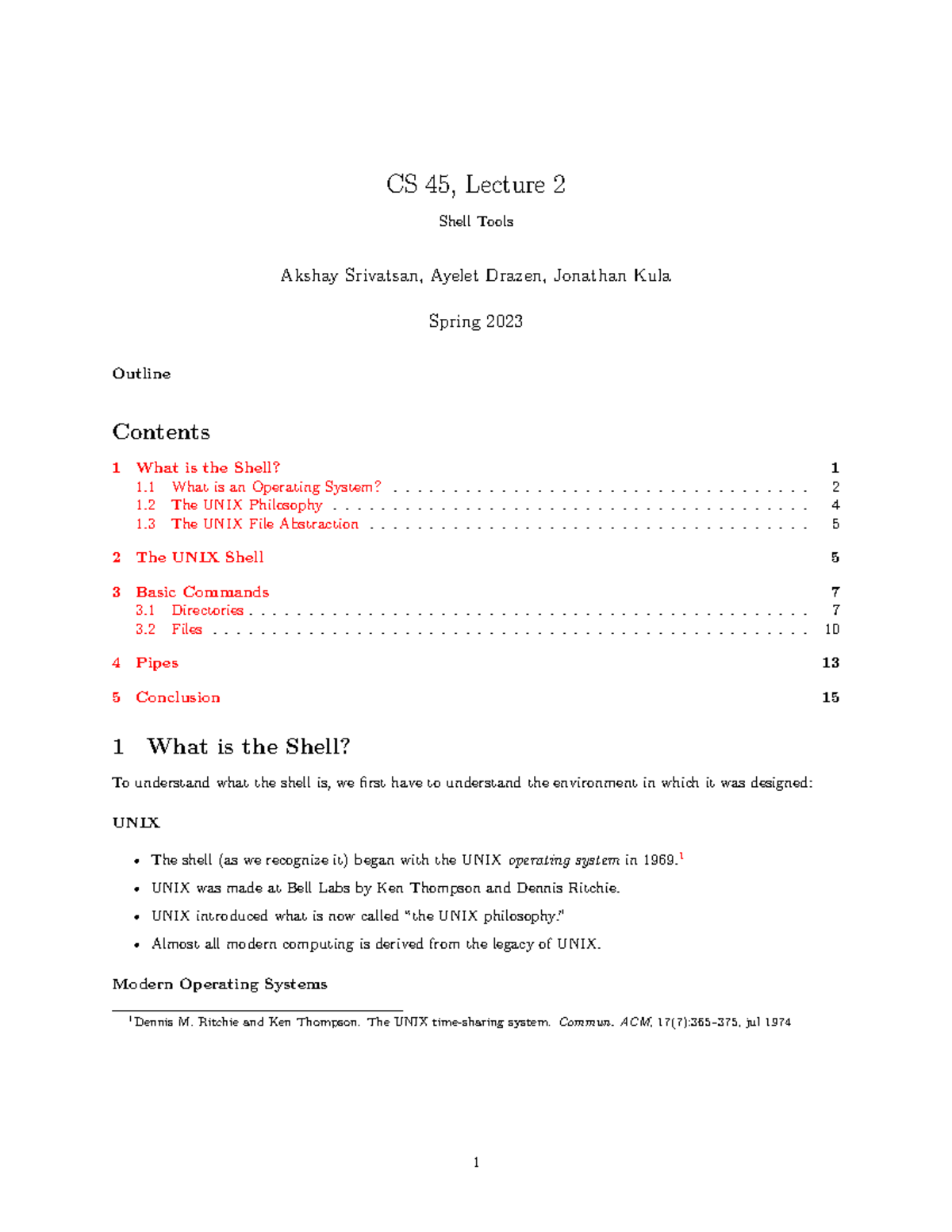 2-shell-tools - CS 45, Lecture 2 Shell Tools Akshay Srivatsan, Ayelet Drazen, Jonathan Kula ...