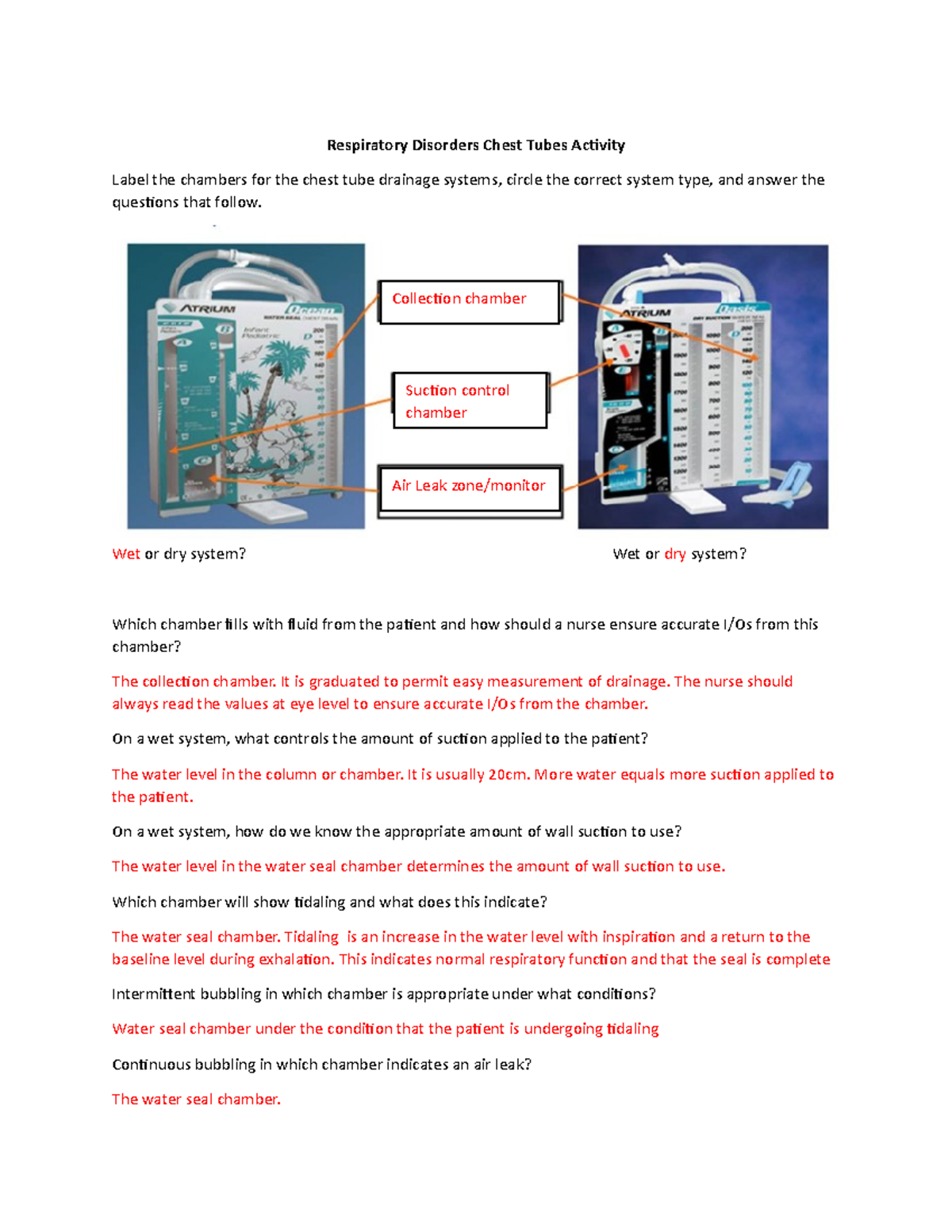 Afua Respiratory Disorders Chest Tubes Activity - Respiratory Disorders ...
