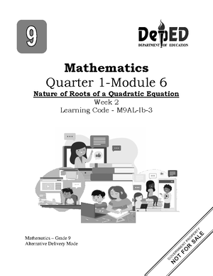 Math 9 Q1 Mod9 - Math - Mathematics – Grade 9 Alternative Delivery Mode ...