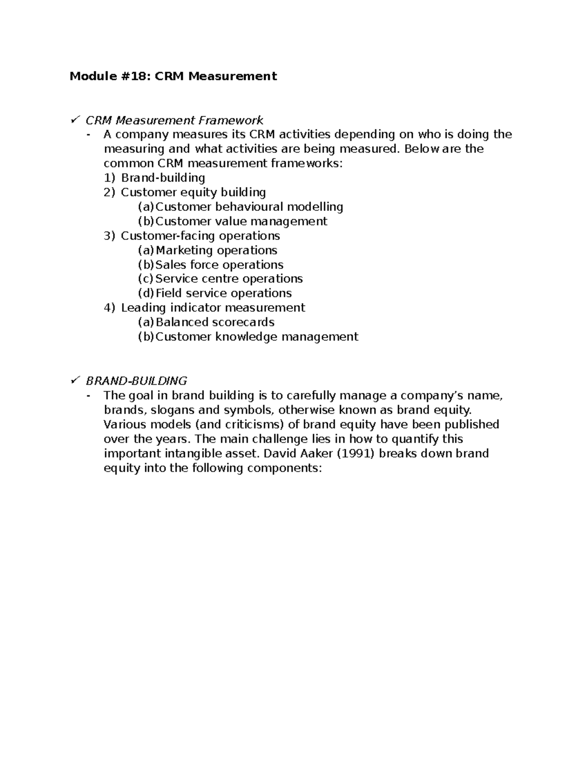 MKT 010 - Reviewer - CTTO - Module #18: CRM Measurement CRM Measurement ...
