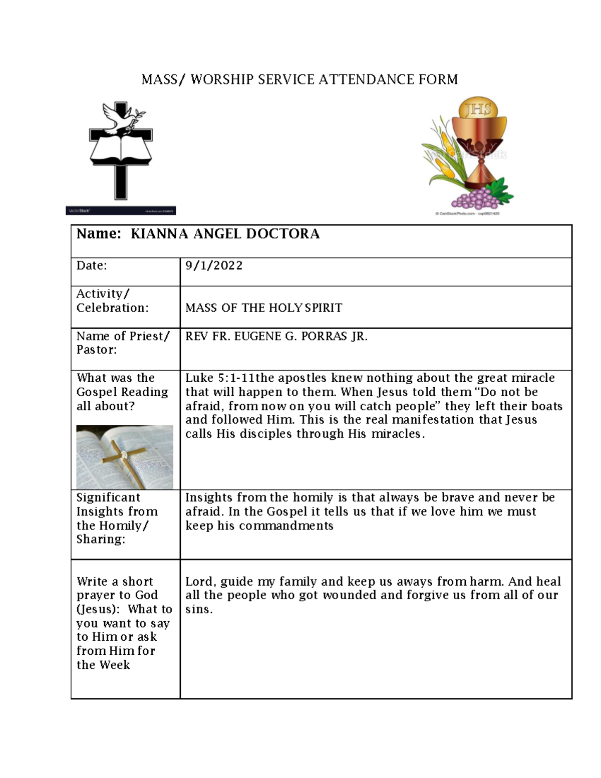 MASS-Attendance-Form - MASS/ WORSHIP SERVICE ATTENDANCE FORM Name ...