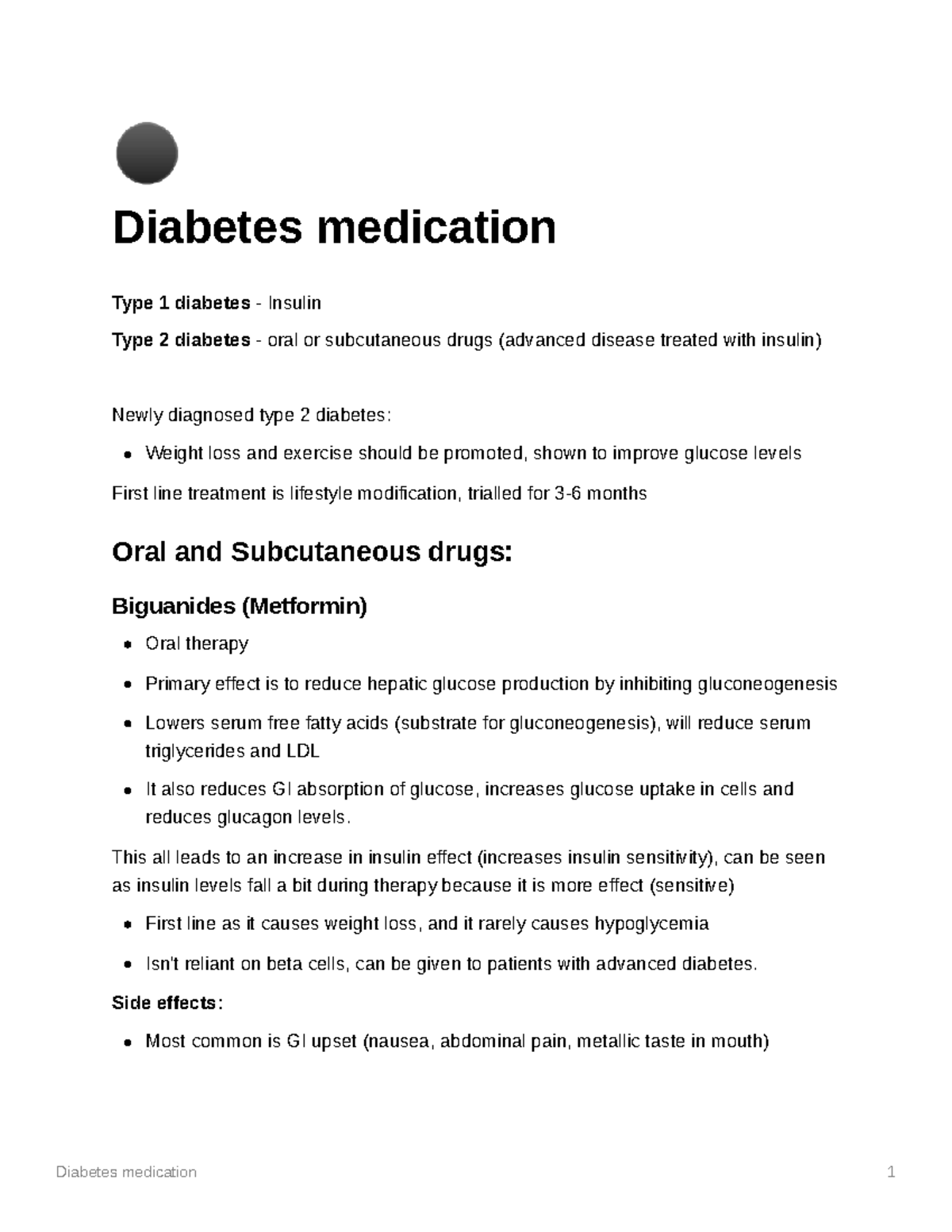 Diabetes medication - MED101 - Sheffield - Studocu