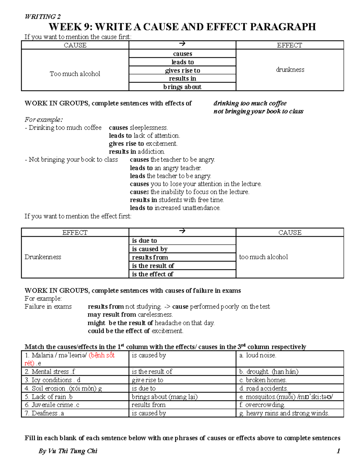 Cause-effect paragraph - WEEK 9: WRITE A CAUSE AND EFFECT PARAGRAPH If ...