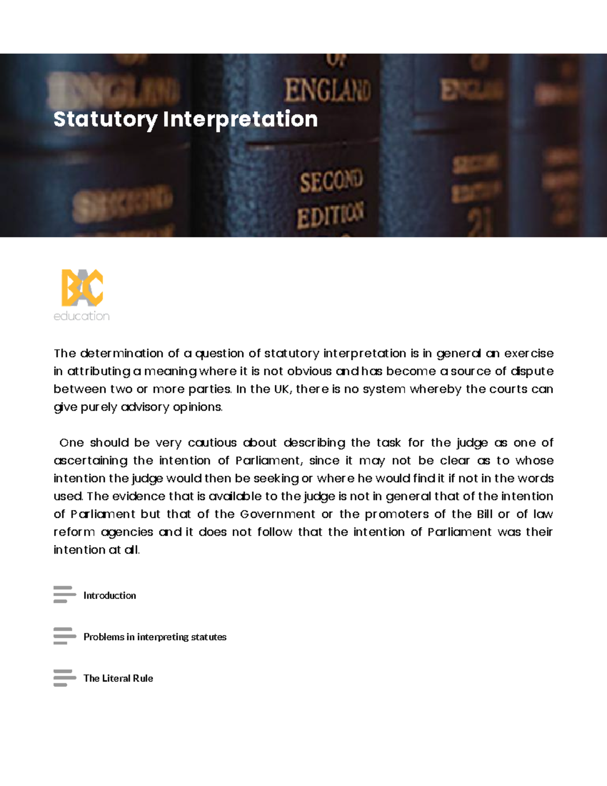 Statutory-interpretation - The determination of a question of statutory ...
