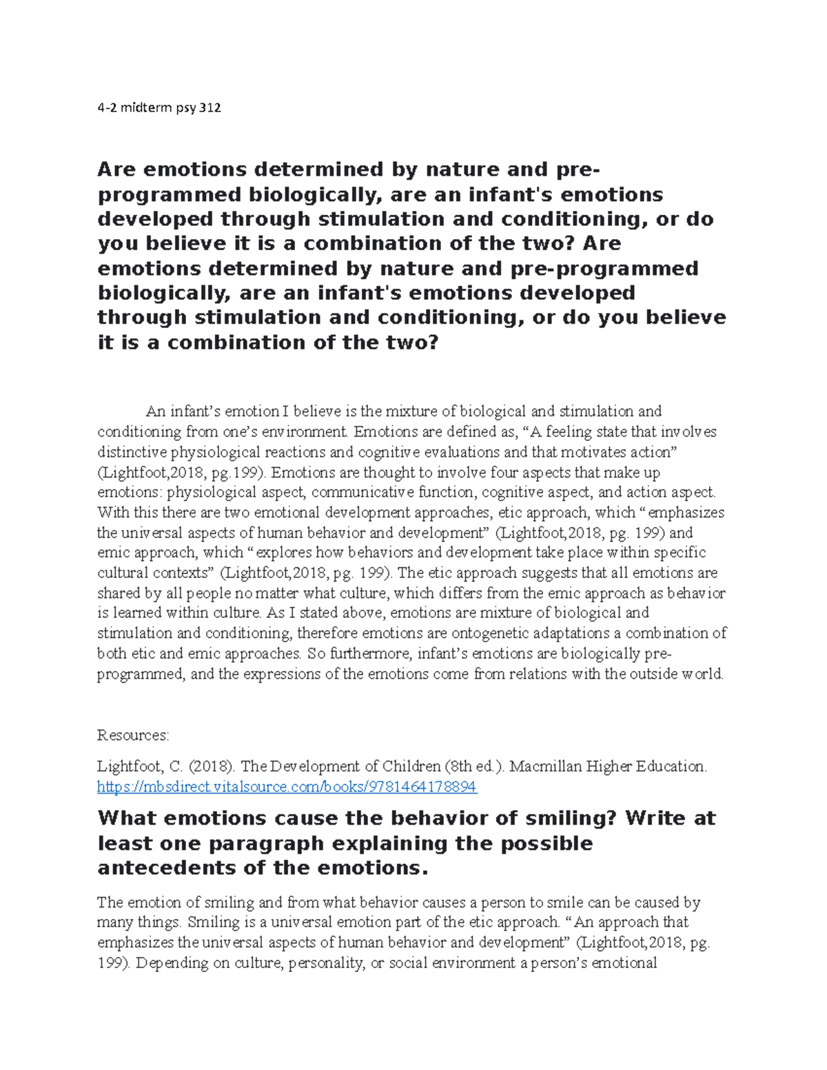 4-2 midterm - Emotions are defined as, “A feeling state that involves ...