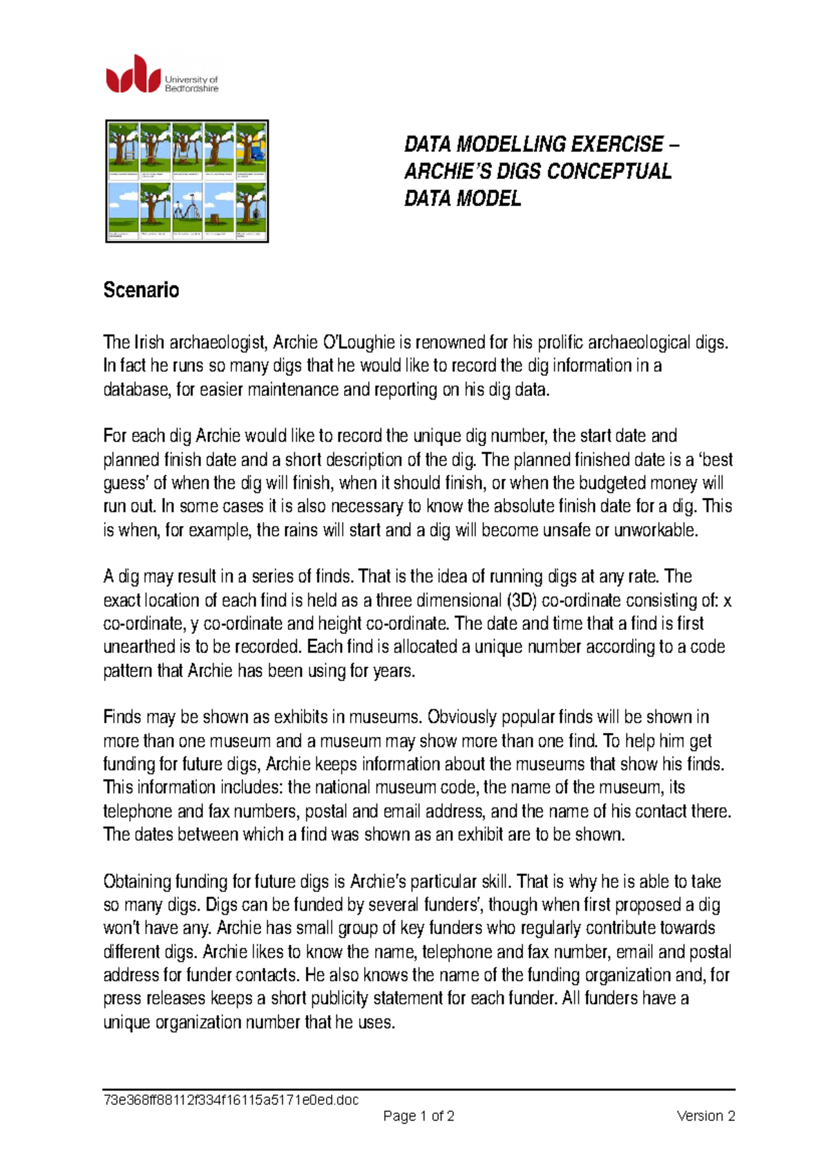CIS017-1 - Data Modelling Scenario - Archie's Digs Conceptual Data ...