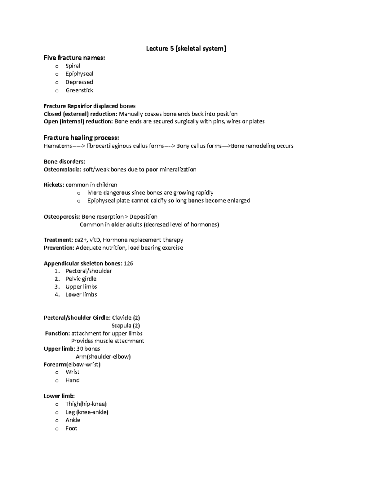 Lecture-5 - Lecture notes based on anatomy - Lecture 5 [skeletal system ...