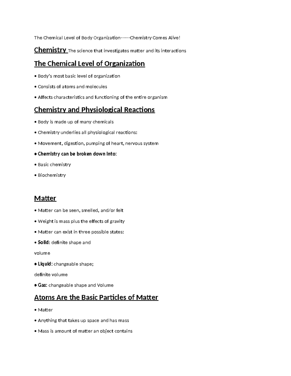 Chemical Level of Organization Pt 1 - The Chemical Level of Body ...