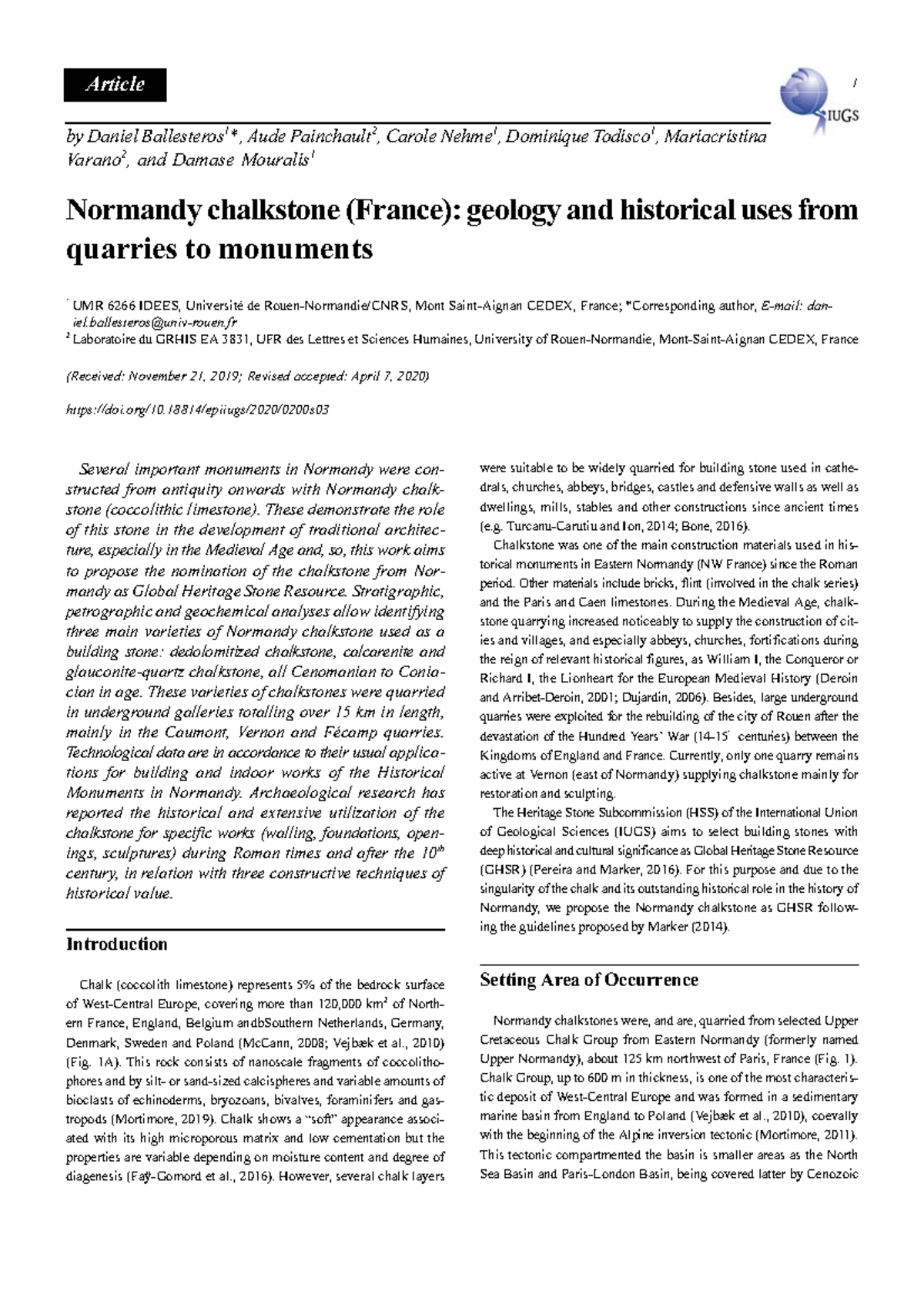 Normandy chalkstone France geology and h - Article 1 by Daniel ...