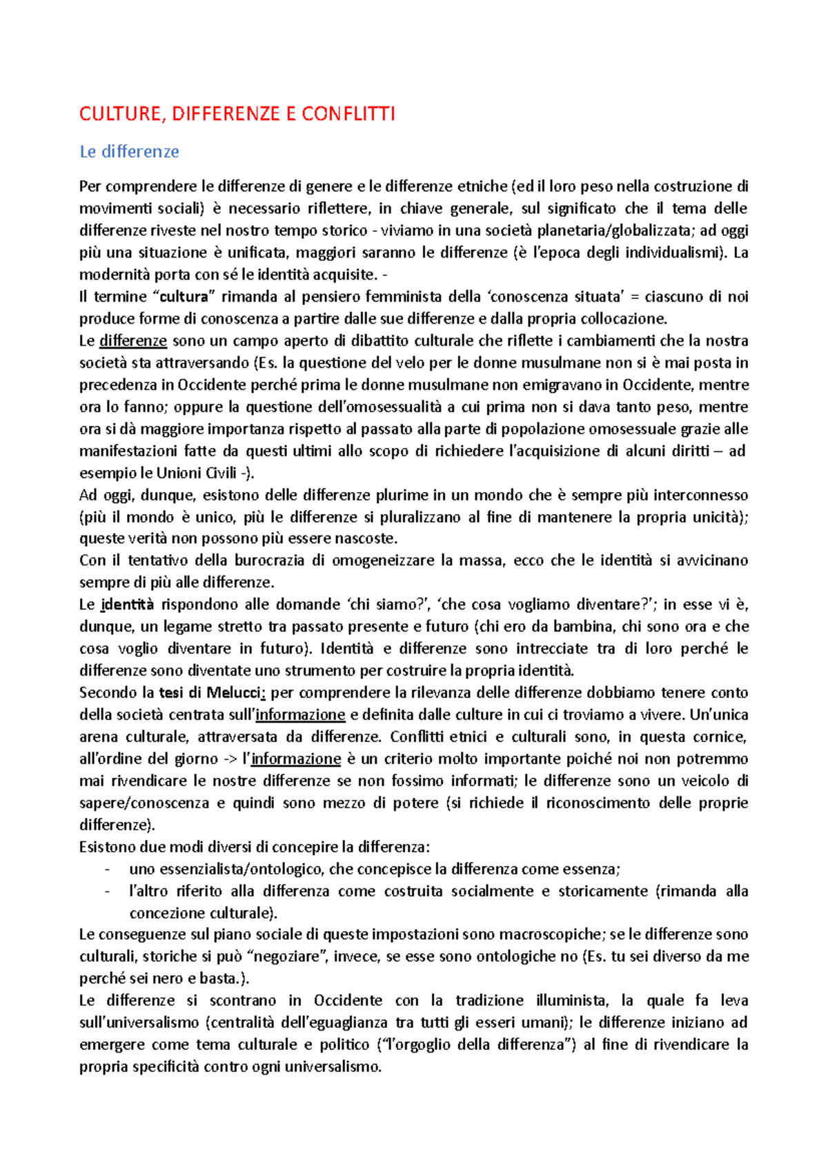 Culture, differenze e conflitti - CULTURE, DIFFERENZE E CONFLITTI Le ...