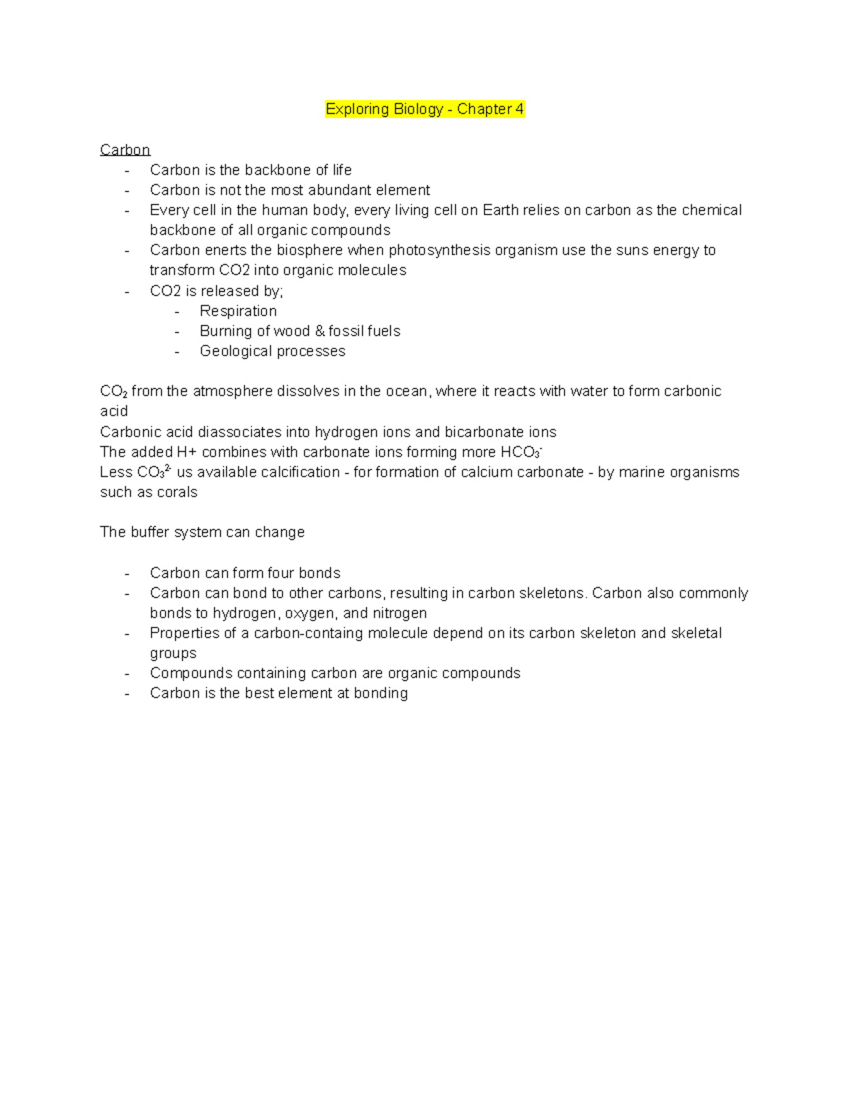 Exploring Biology - 9 7 22 - Exploring Biology - Chapter 4 Carbon ...