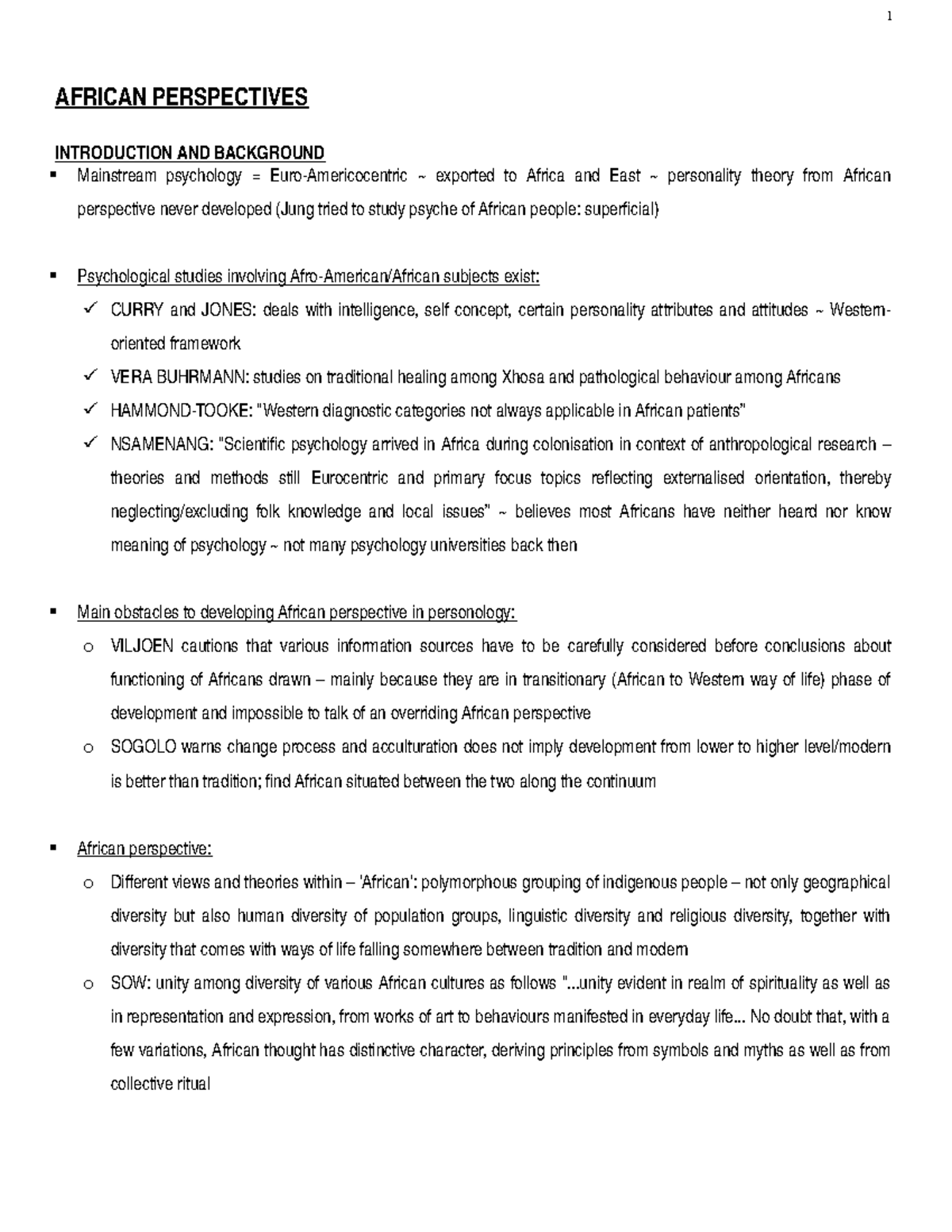 PYC2015 African Perspectives Summary - 1 AFRICAN PERSPECTIVES ...