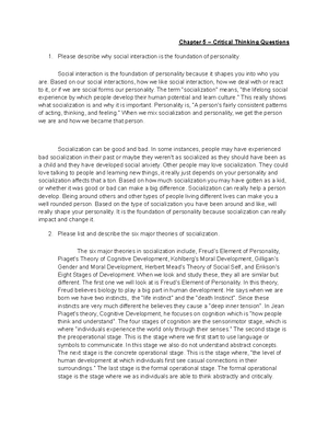 Chapter 4 – Critical Thinking Questions - Chapter 4 – Critical Thinking ...