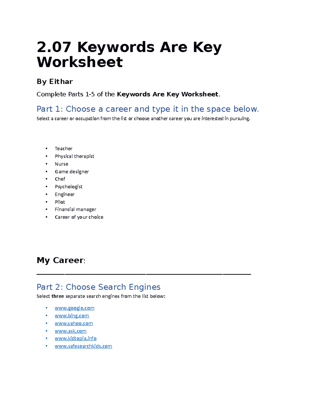Keyword worksheet[ 111305 ] - 2 Keywords Are Key Worksheet By Eithar ...