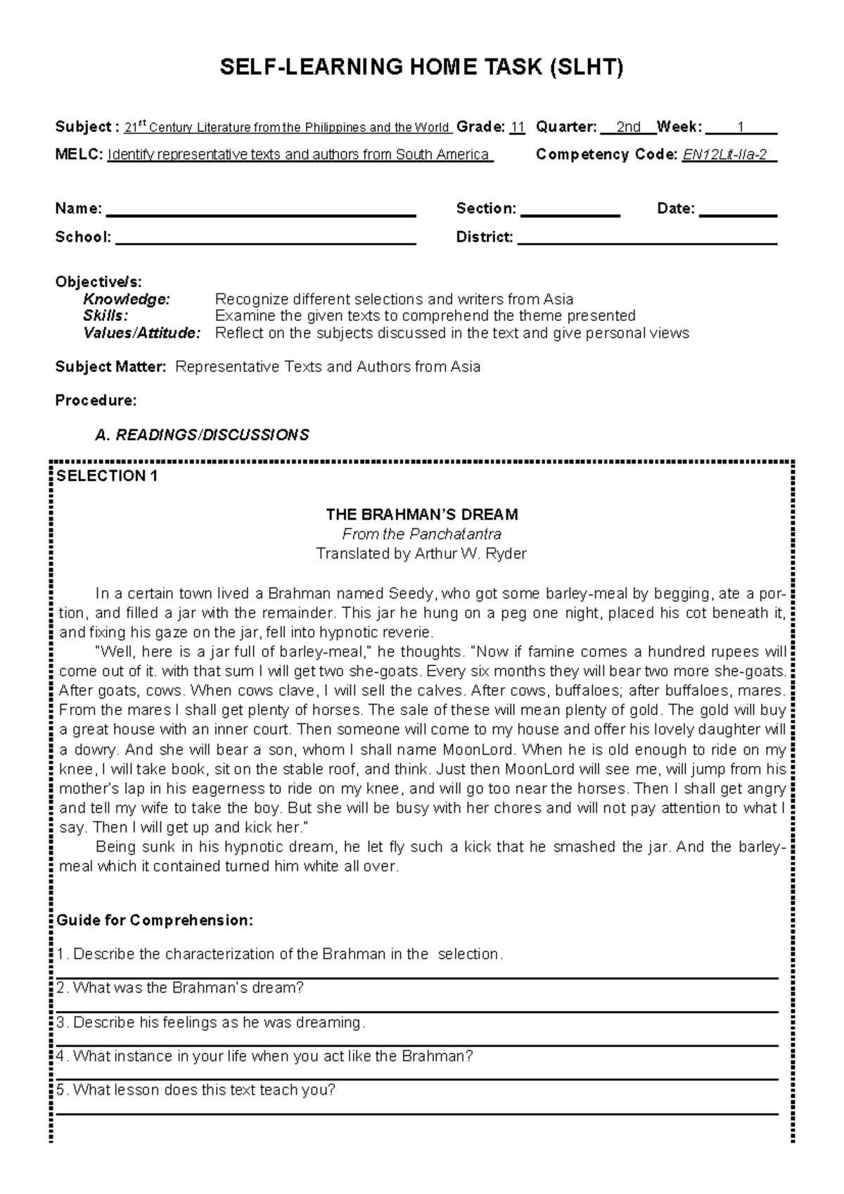 21st-Century-Literature-from-the-Philippines-and-the-World - SELF ...