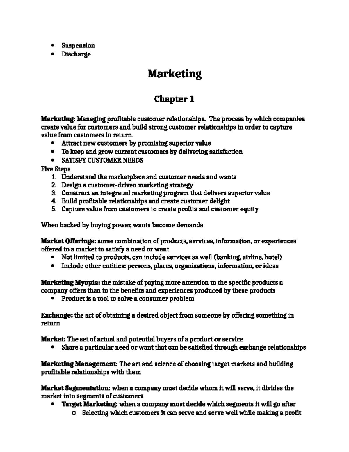Chapter 1 - Midterm Study Guide: Five steps of marketing, STP, 4Ps of Marketing, the ...