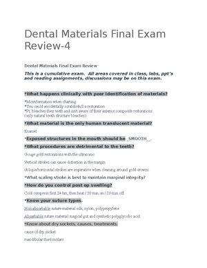 Dental Materials Exam 3 Review 2 - Dental Materials Exam 3 Review: Term ...