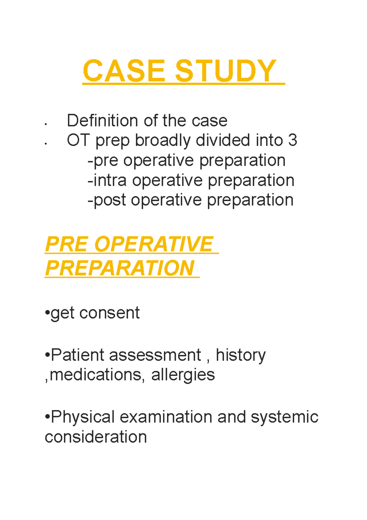 Case study format - CASE STUDY Definition of the case OT prep broadly ...