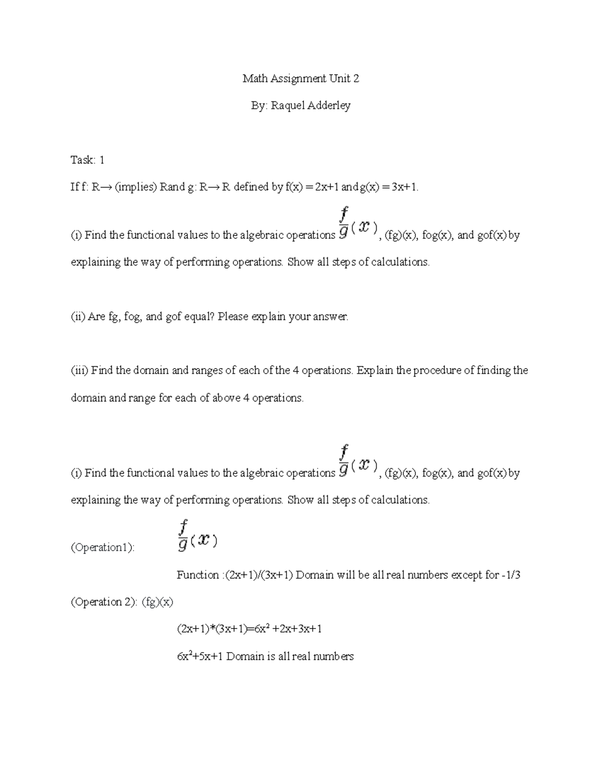 WEEK 2 - Week Two written Assignment - Math Assignment Unit 2 By ...