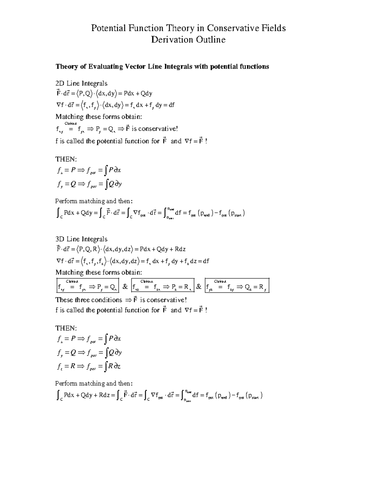 Potential Function Theory and Derivation - Potential Function Theory in Conservative Fields ...