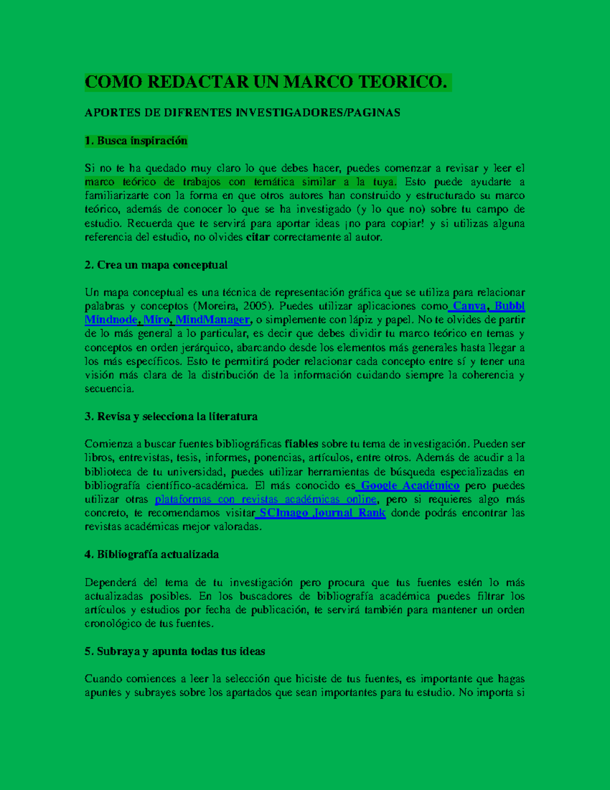 COMO Redactar UN Marco Teorico - COMO REDACTAR UN MARCO TEORICO ...