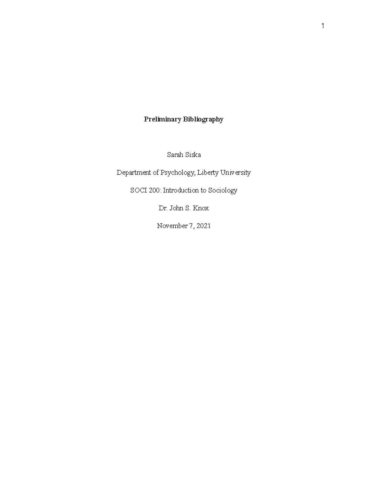 Preliminary Bibliography-Sarah Siska - Preliminary Bibliography Sarah ...