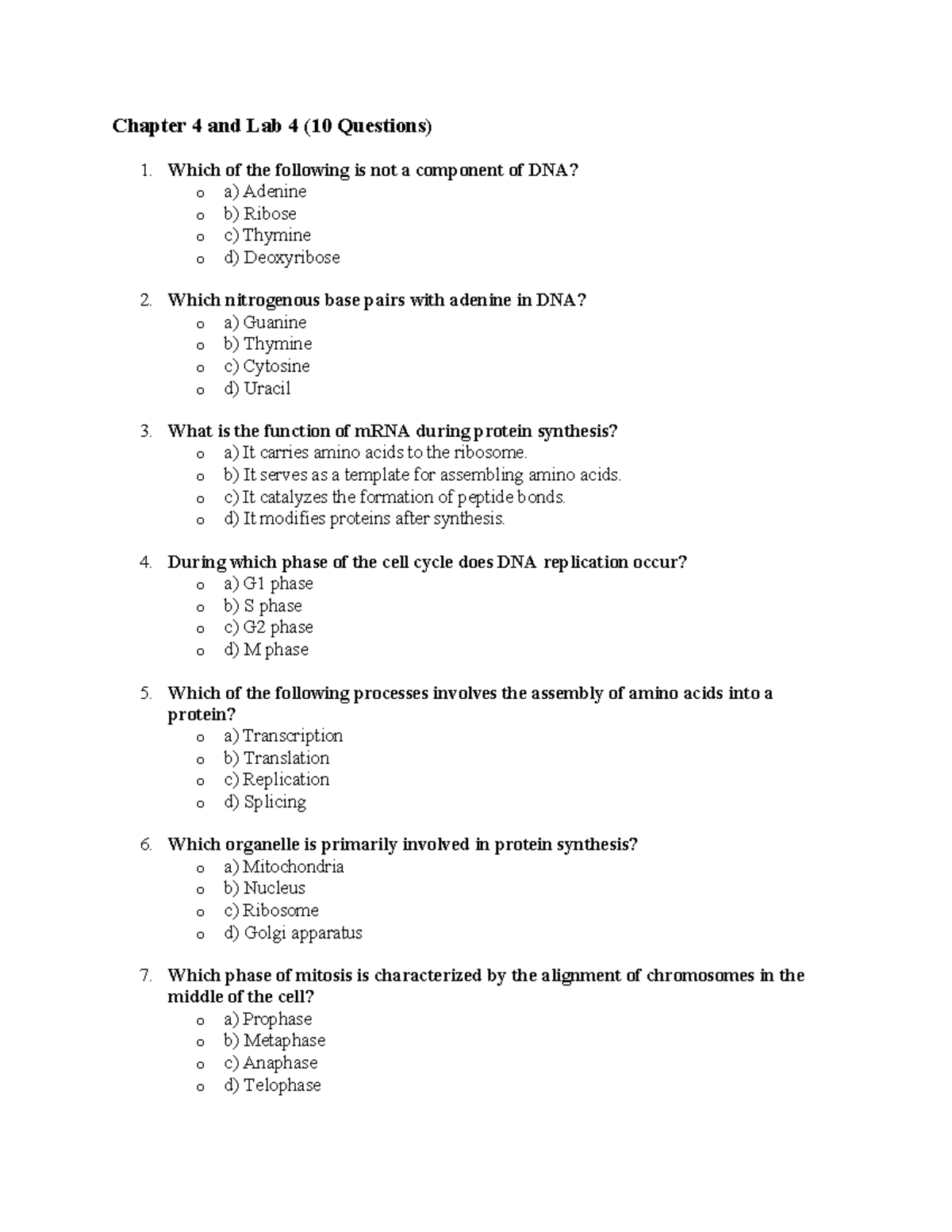 Unit 1 Review Quiz (Ch. 4 heavy) Student version - Chapter 4 and Lab 4 (10 Questions) 1. Which ...