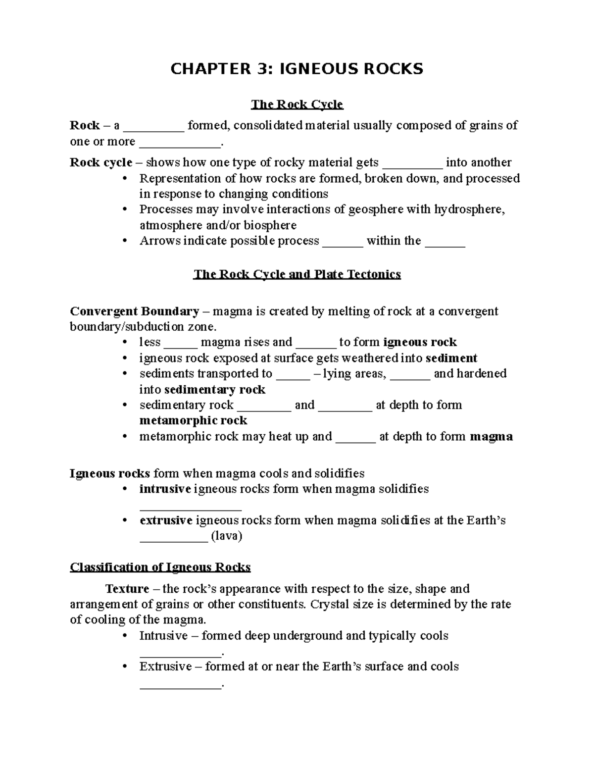 Chapter 3Igneous Stu Acc OLFall 20A - CHAPTER 3: IGNEOUS ROCKS The Rock ...