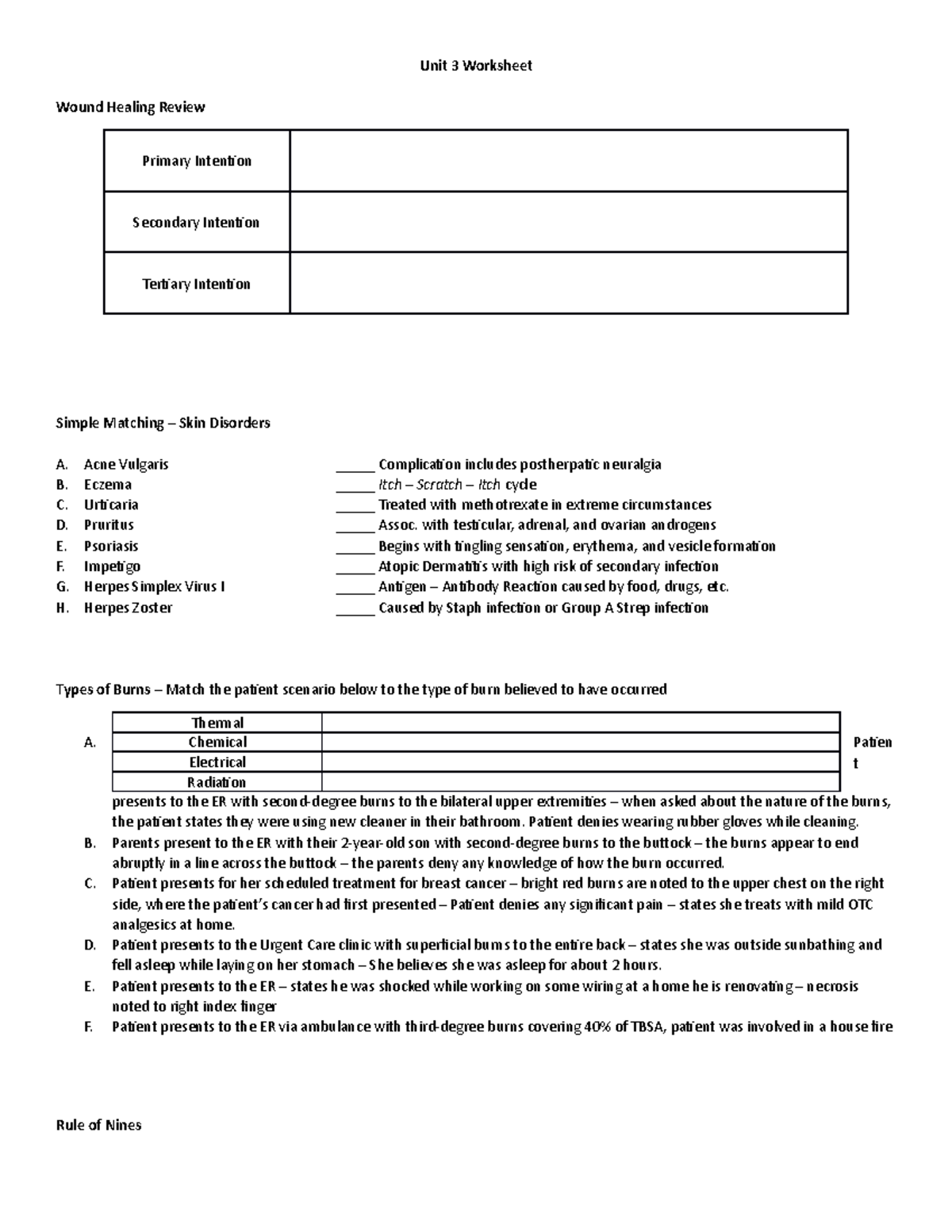 Unit 3 Worksheet Packet - Student - Unit 3 Worksheet Wound Healing ...