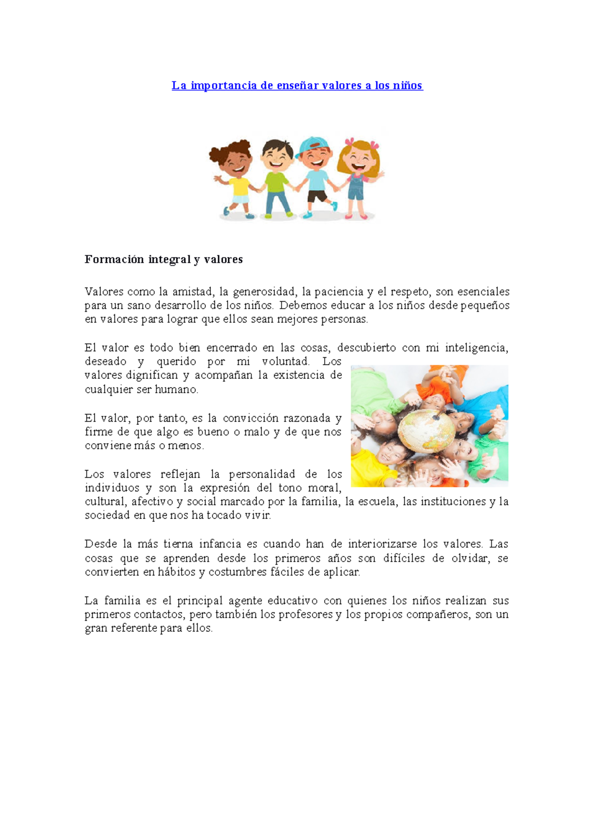 12La importancia de enseñar valores a los niños - La importancia de ...