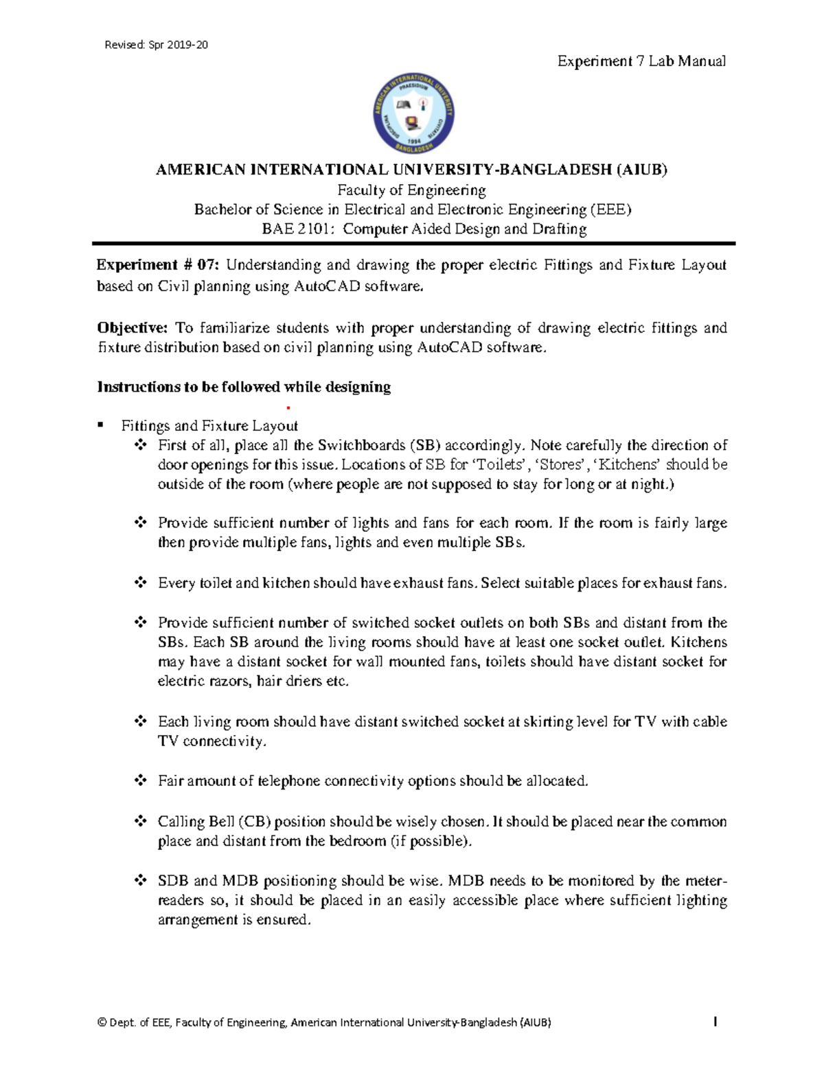 CAD Exp 7 - Revised: Spr 2019- 20 Experiment 7 Lab Manual © Dept. of ...
