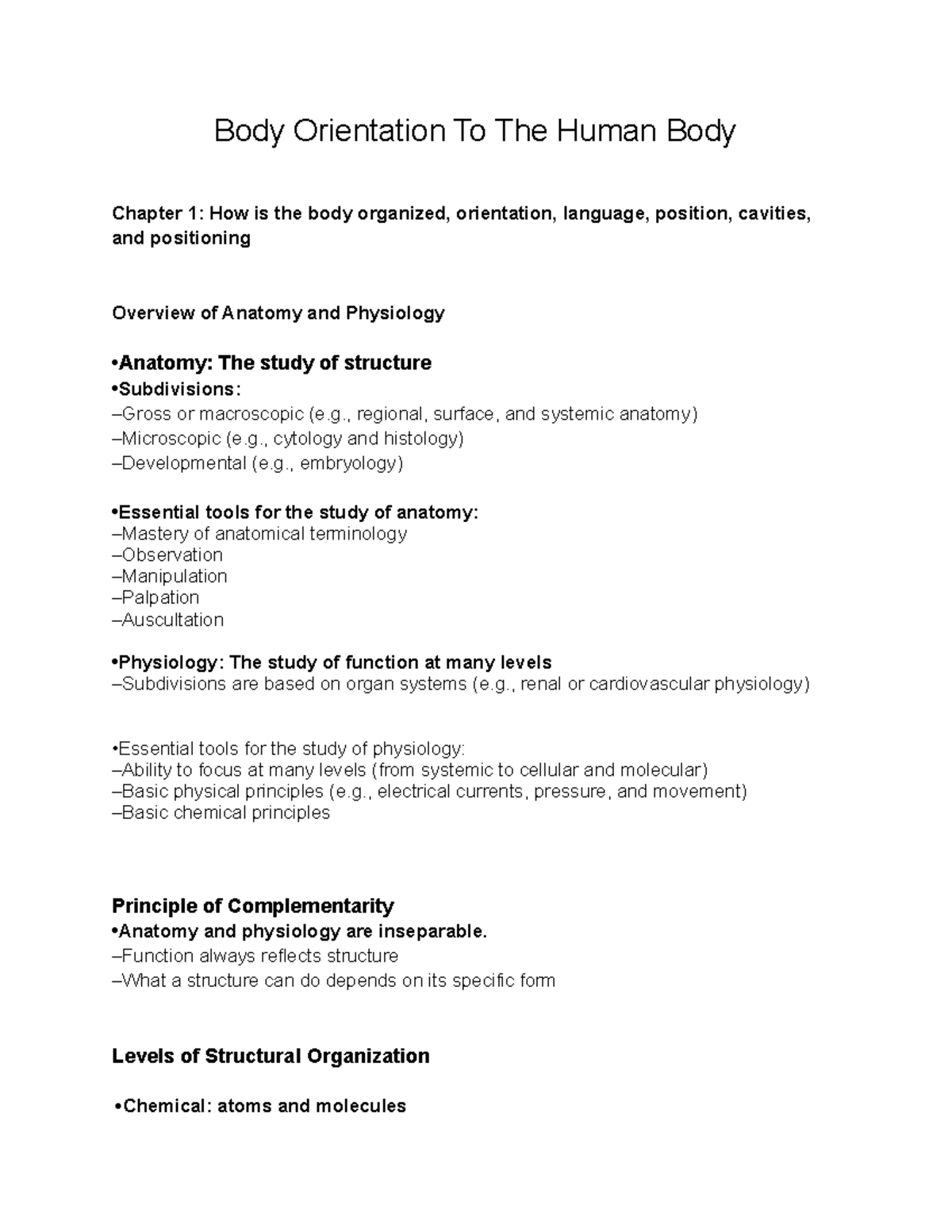 Chapter 1-4 Biology - These are very detailed notes on the human body ...