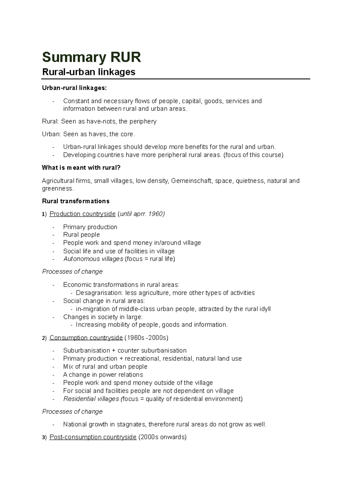 Samenvatting Rural Urban Relations - Summary RUR Rural-urban linkages ...