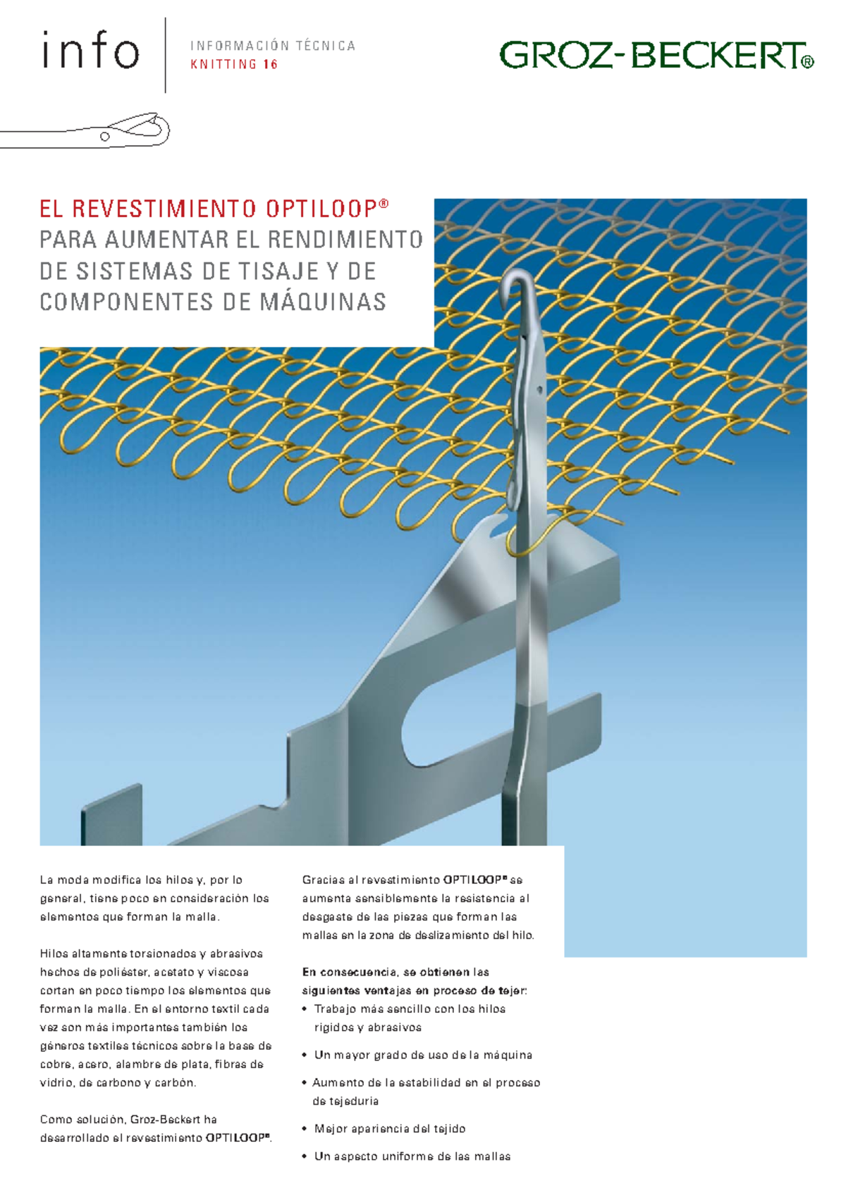 Knitting 16-El revestimiento Optiloop® - i n fo I N F O R M A C I Ó N T ...