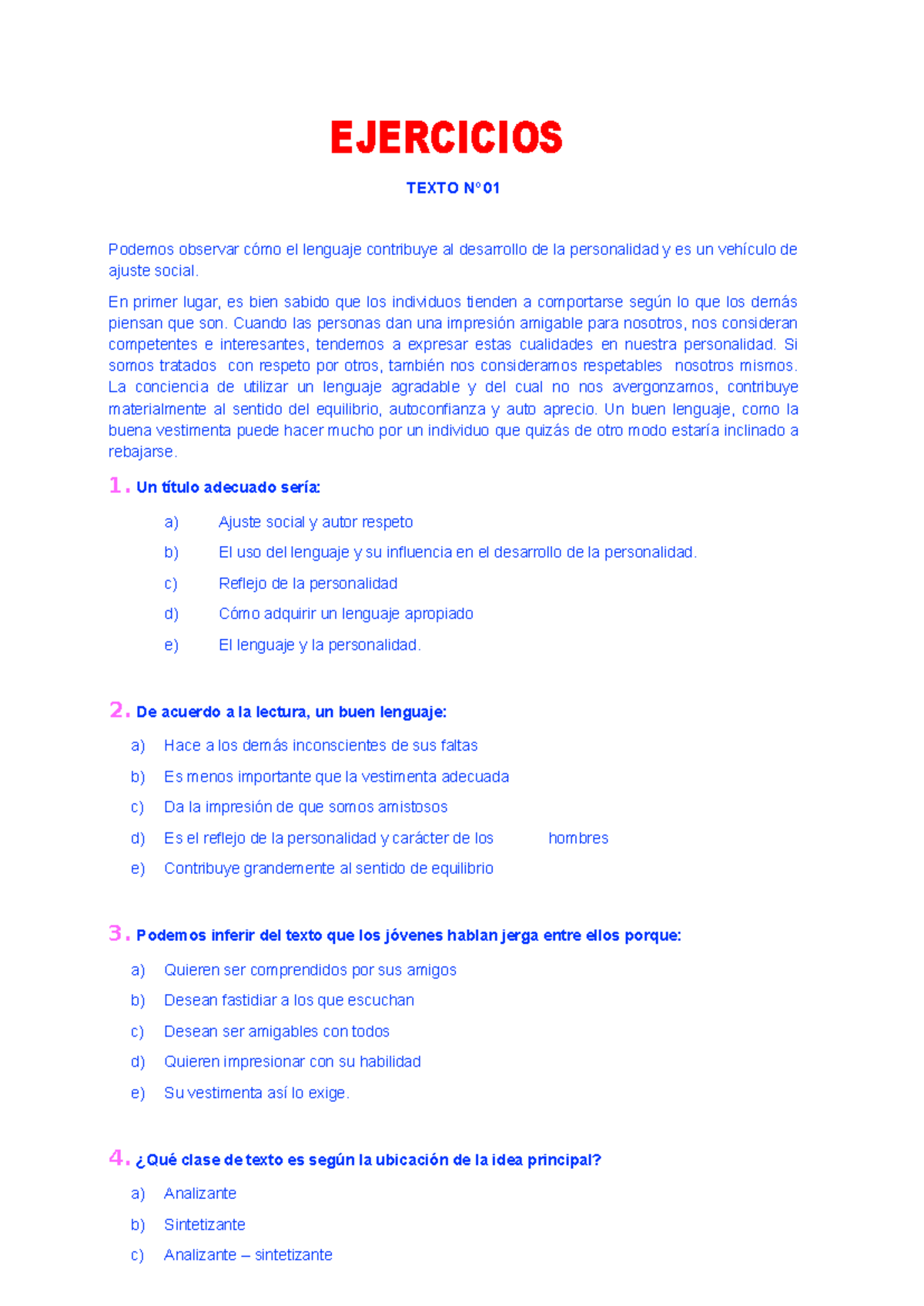 Analisis DE Textos - EJERCICIOS TEXTO Nº 01 Podemos observar cómo el ...