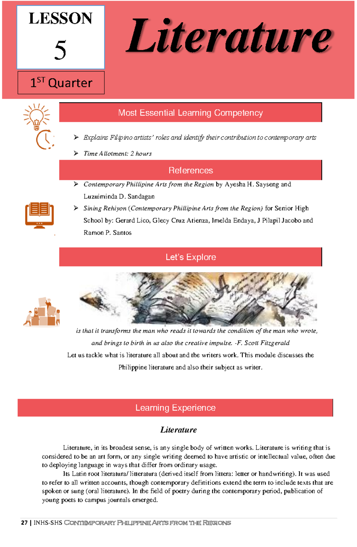 Lesson-5-CPAR - cpar - Literature Literature, in its broadest sense, is ...