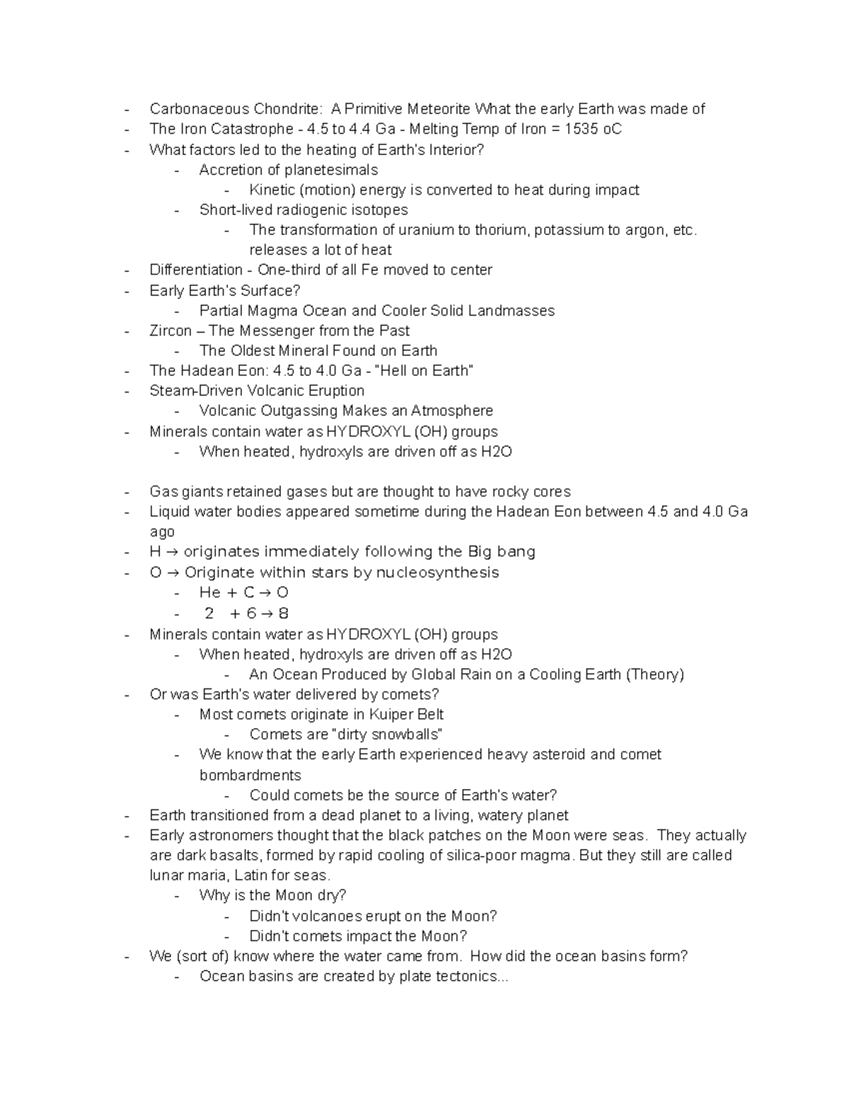 Geosc 40 Exam 1 Notes 4 - Carbonaceous Chondrite: A Primitive Meteorite ...