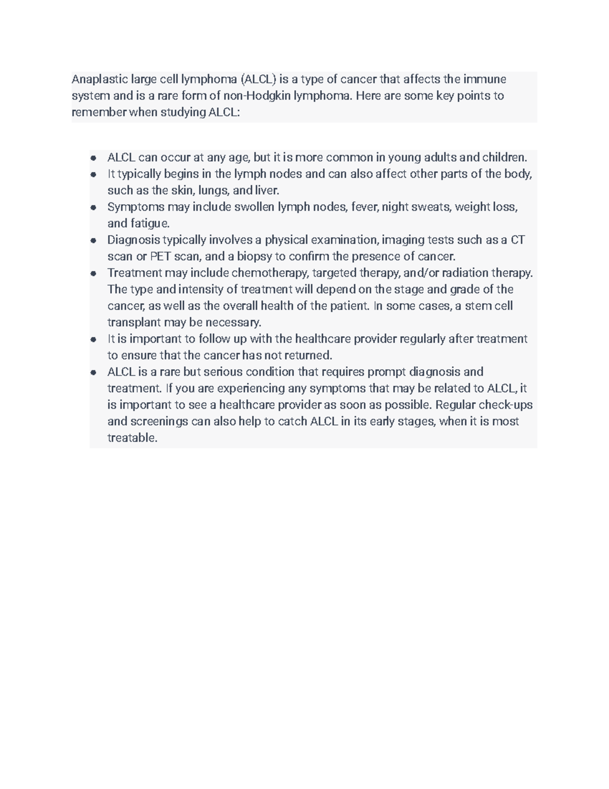 anaplastic large cell lymphoma study guide - Anaplastic large cell ...